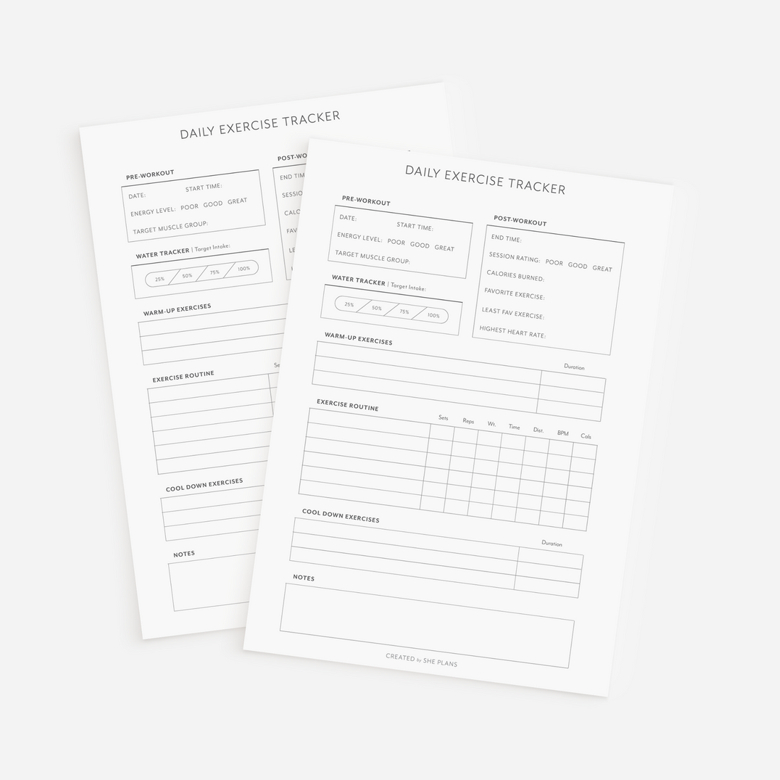 Daily Exercise Inserts – She Plans
