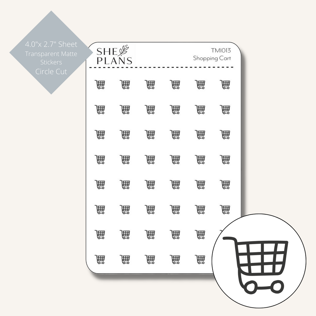 Shopping Cart Icon Stickers (Transparent) – She Plans