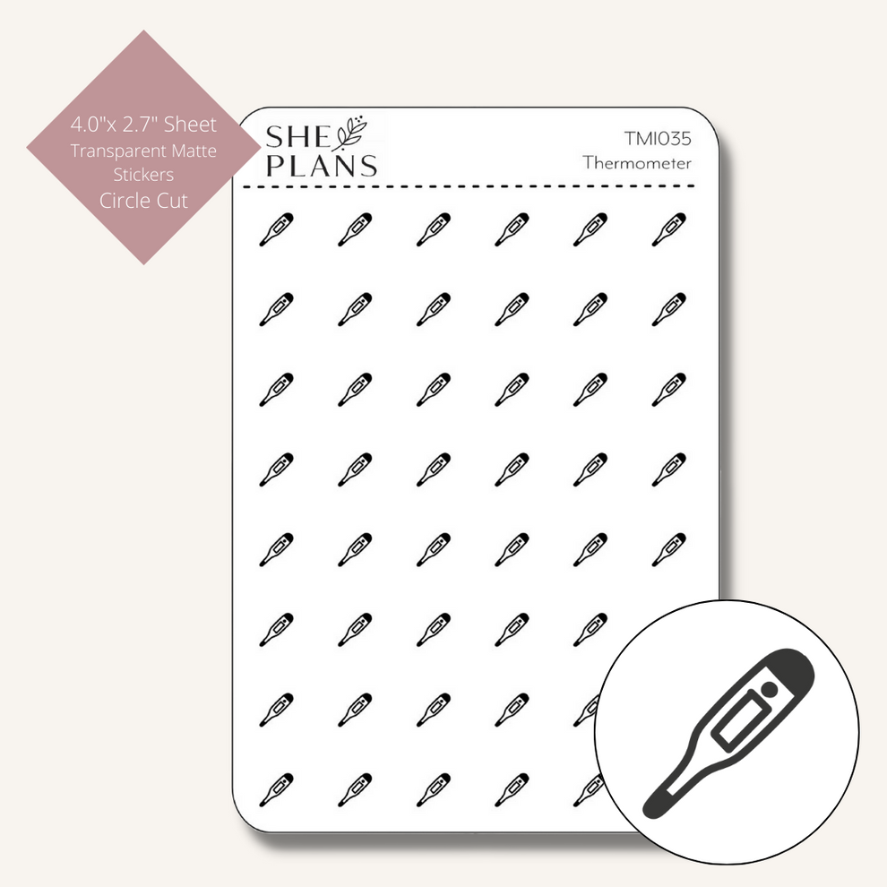Thermometer Icon Stickers (Transparent) – She Plans